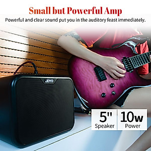JOYO 10W Small Electric Guitar Amp Mini Portable Guitar Practice Amp Battery Powered Combo Guitar Amplifier Dual Channel & Aux in Jack (MA-10E)