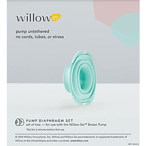 Willow Go Breast Pump Diaphragm Set, 2 Ct, Pump Diaphragms for Spare Use or Replacement, Pair with Willow Go Wearable Breast Pump for Hands Free Pumping, BPA Free and Dishwasher Safe