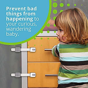 Adjustable & Reusable Child Safety Cabinet Locks & Latches, Baby Proofing Door Window, Cabinet, Toilet, & Refrigerator Lock, Child Safety Strap Locks with Adhesive Pads, Pack of 2, Silver - Wonderkid