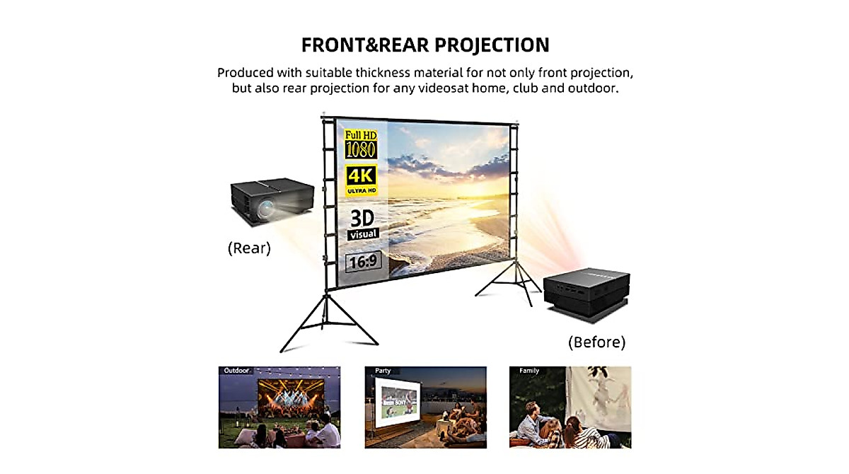 Portable 100-Inch 4K HD Projector Screen with Stand | Lejiada