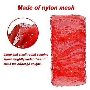 FYANER Bird Cages Cover Seed Catcher Birdcage Nylon Mesh Net Cover Skirt Guard Birdcage Covers(Not Include Birdcage)(Red-M)