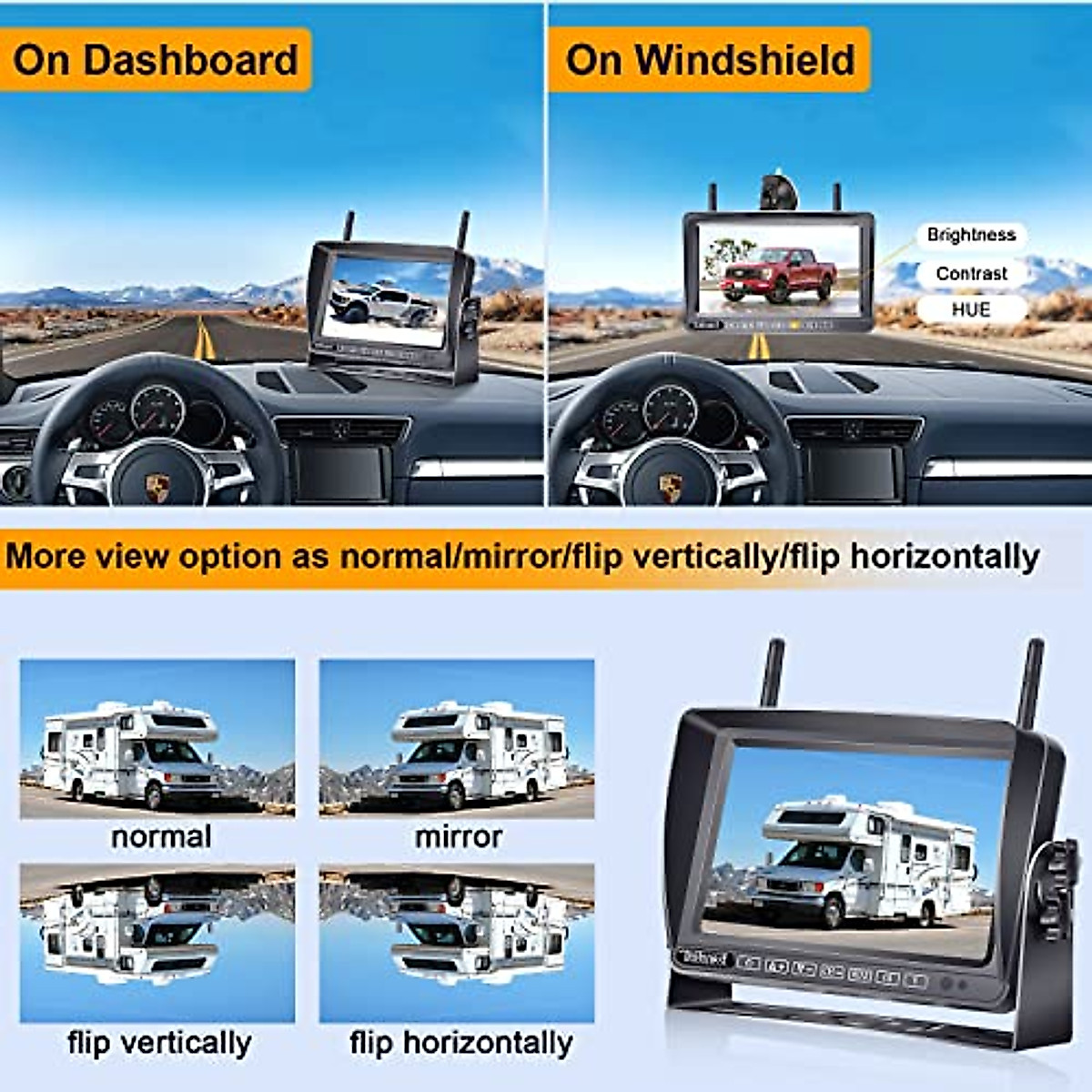 DoHonest RV Backup Camera Wireless HD 1080P with 7‘’ Touch Key DVR Monitor, 2022 Newest Version Rear View Camera Stable Signals Adapter for Furrion Pre-Wired for RVs,Truck,Trailer,IR Night Vision S21