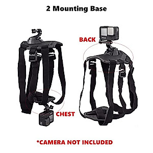 Dog Harness Mount for Gopro, Soft and Adjustable Dog Harness Vest with 2 Mouting Base Pet Chest and Back Fixation for Gopro Hero All Models, Suitable for Small Medium Large Dogs