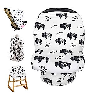 Buffalo Car seat Canopy for Babies, Car Seat Cover for Boys Girls, CarSeat Canopies for Newborn, Multiuse - Nursing Breastfeeding Covers, Shopping Cart/High Chair/Stroller Covers, Soft Breathable