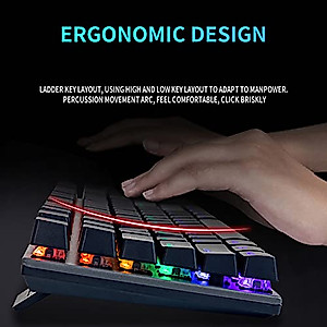 Qksky 104 Key USB Wired RGB Backlight Mechanical Gaming Keyboard Scientific Key Layout Green Axis Anti-Ghosting Keyboard 104 Key Gaming Keyboard