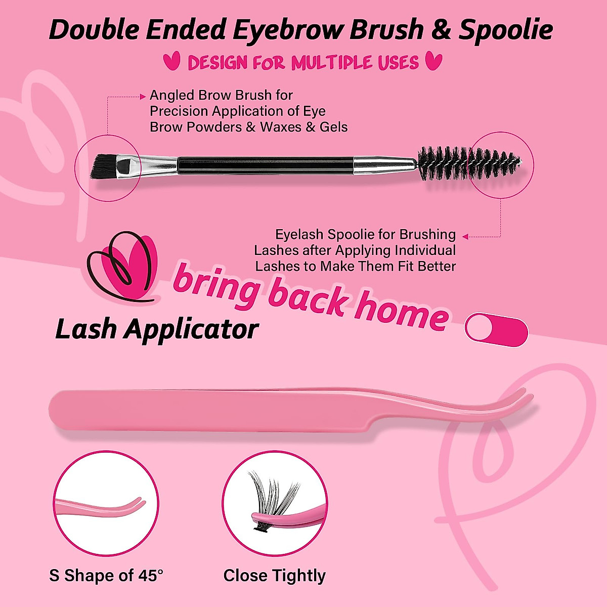 Lash Extension Kit 280Pcs Lash Clusters Eyelash Extension Kit with Lash Bond and Seal Lash Remover Lash Applicator Individual Lashes Kit Eyelash Brush Easy to Apply at Home(30D+40D-9-16mix Kit)