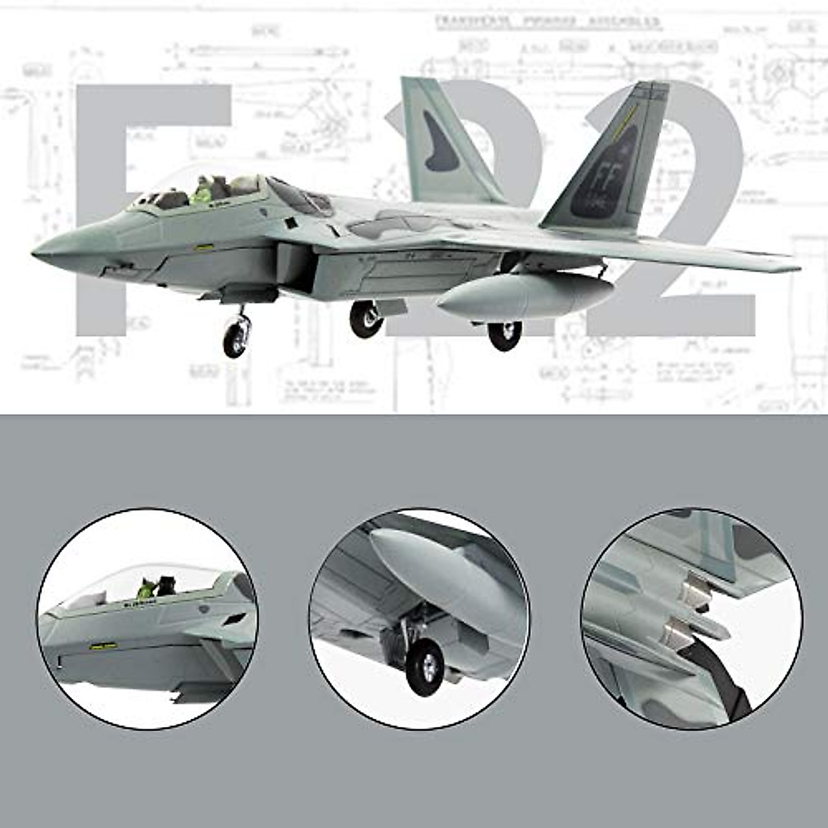 Lose Fun Park 1:100 F-22 Raptor Fighter Attack Diecast Airplanes Military Display Model Aircraft for Collection