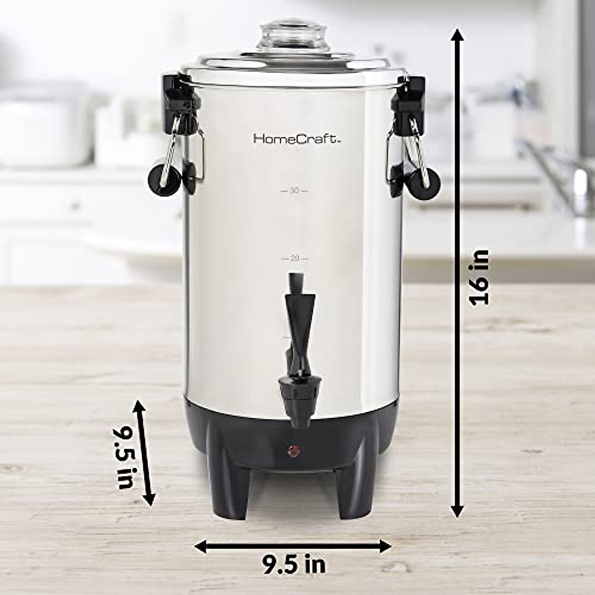 Homecraft Quick-Brewing 1000-Watt Automatic 30-Cup Coffee Urn - Stainless Steel