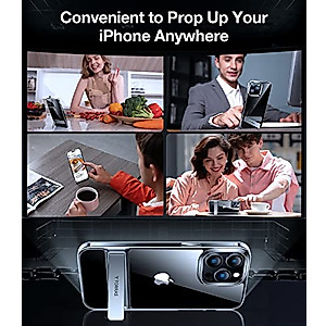 TORRAS for iPhone 14 Pro Max Case Clear with Stand [10FT Military Grade Shockproof] [3-Way Built-in Kickstand] Anti-Yellowing & Protective iPhone 14 Pro Max Phone Case, Diamond Clear