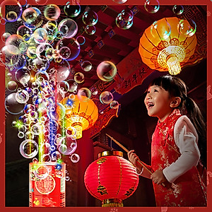 Fireworks Bubble Machine (13 Holes) with Dazzling RGB LED Lights, Automatic Sparklers Bubbles Toy, Bubble Blower for Kids Toddlers, Party Birthday Wedding Christmas Chinese New Year Decorations