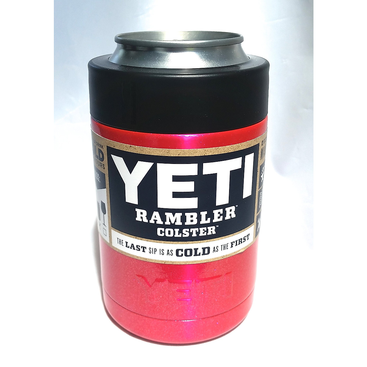 Custom Powder Coated YETI Coolers Fuchsia Pink Rambler Colster Beverage Holder Insulator - Keep Your 12 oz Beer or soda, can or Bottle, Cold for Hours (Fuchsia Pink Shimmer)