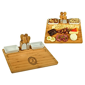 Picnic at Ascot NCAA Alabama Crimson Tide Officially Licensed Bamboo Cheese/Charcuterie Board with knife Set & cheese Markers