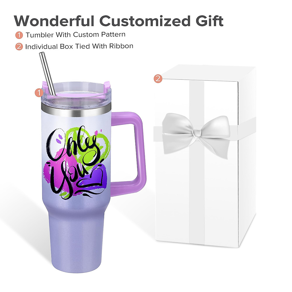 FASTSUB 40 oz Sublimation Tumbler with Handle Lid and Straw Glitter Sparkly Cup Removable Handle Double Wall Vacuum Insulated Travel Mug Personalized Gifts for Tumbler Heat Press Multicolored 6 Pack