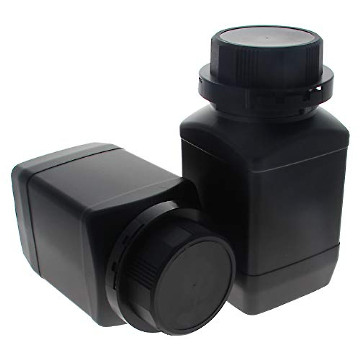 Bettomshin 1Pcs Wide Mouth Reagent Bottle, 75x145x50mm/2.95x5.71x1.97"(WxHxID)500ml PE Plastic Solid Sealing Bottle, Square Light Container Lab Solid Sample Storage Black with Anti-theft Cap