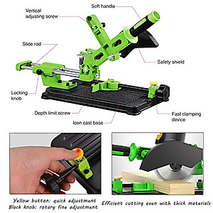 ZWSJLC Upgraded Angle Grinder Stand Sliding DIY Cutter Support Aluminum Bracket Holder iron base Suitable for 100/115/125mm angle grinder