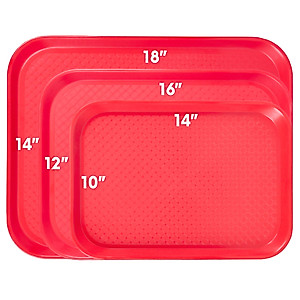 Fast Food Cafeteria Tray | 14 x 18 Rectangular Textured Plastic Food Serving TV Tray | School Lunch, Diner, & Commercial Kitchen Restaurant Equipment (Blue)