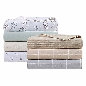 Beautyrest 100% Cotton Sheet Set Breathable Oversized Flannel, All Elastic Deep Pocket Fits Up to 16" Mattress - Cozy Warm Bed Sheets for Cold Weather, Cal King, Beige Windowpane 4 Piece