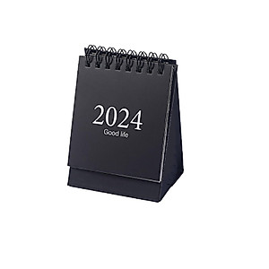 BinaryABC Small Desk Calendar 2023-2024,Mini Monthly Desk Calendar Planner,Mini Desktop Standing Flip Perpetual Calendar,New Year Party Supplies Gift (Black)