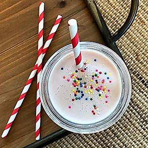 Outside the Box Papers Superhero Theme Chevron and Striped Paper Straws 7.75 Inches 100 Pack Red, Blue, Black, Yellow, White