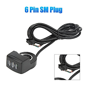 E Bike Thumb Throttle, 36V/48V Thumb Accelerator Battery Display Speed Control Assembly with 65in Cable for 22mm 7/8inch Electric Bike Scooters Handlebars(48V)