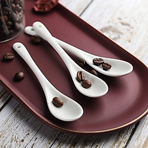 Ice Cream Spoons Ceramic Dessert Spoon Set of 4 Teaspoons Espresso Spoon Porcelain Spoons for Coffee Tea Yogurt Desserts Egg (4)