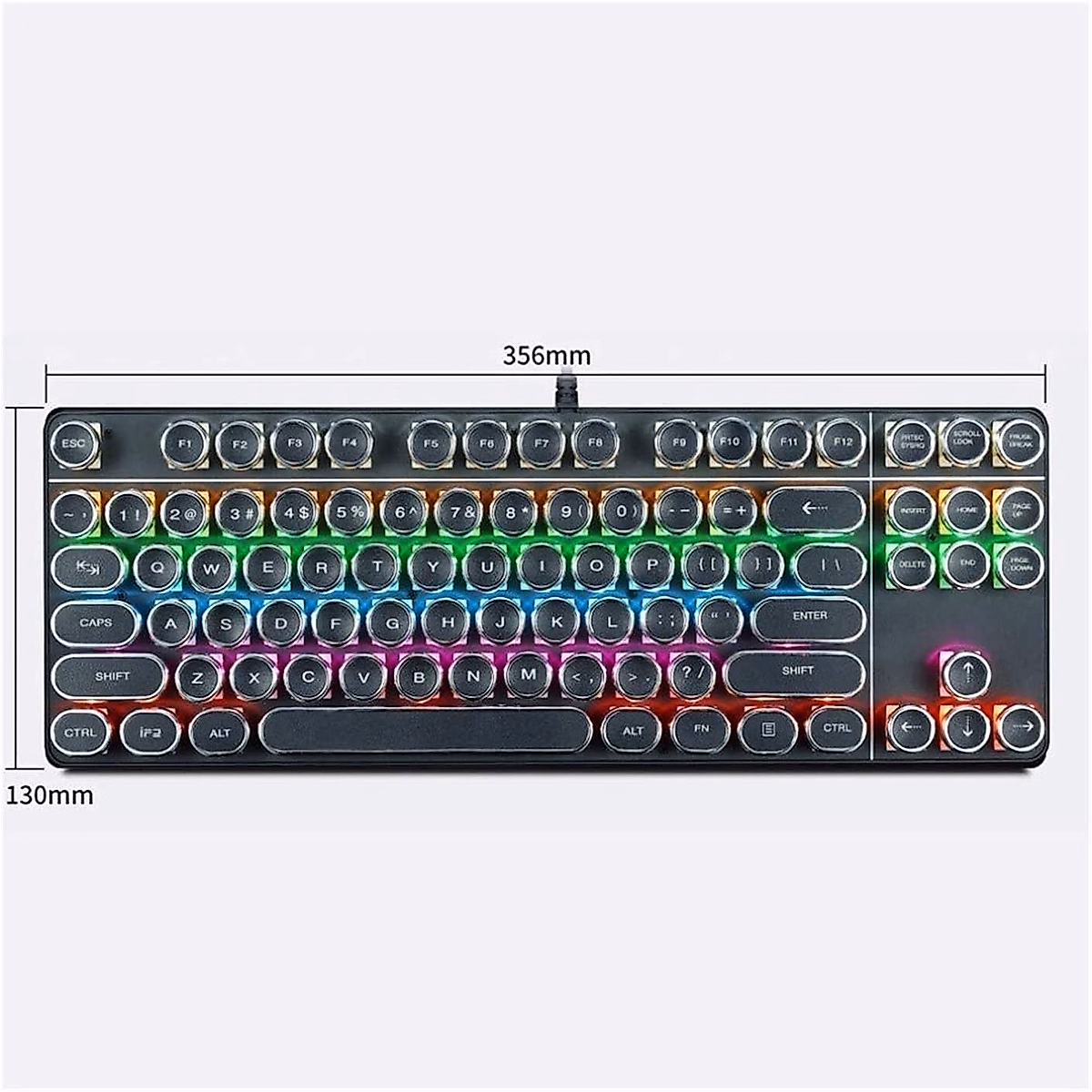 RMENST Gaming Keyboard, 87 Keys, Wired LED Backlit Computer Keyboard, USB Ergonomic Mechanical Keyboard for Desktop/Computer/PC (Color : White)