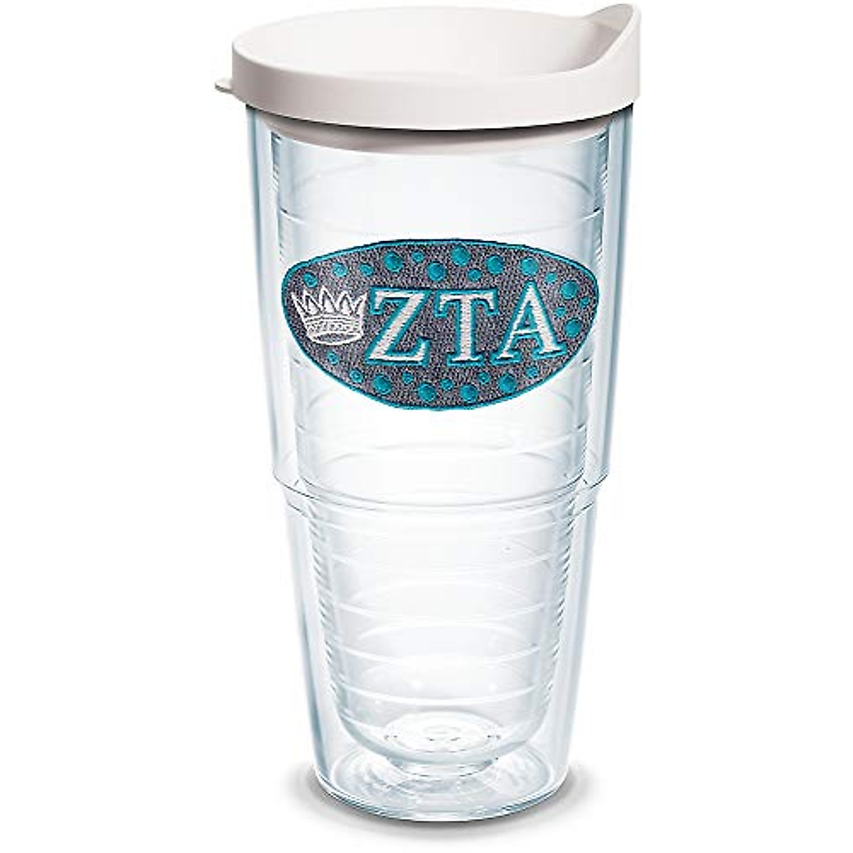Tervis Fraternity - Zeta Tau Alpha Tumbler with Emblem and White Lid 24oz, Clear