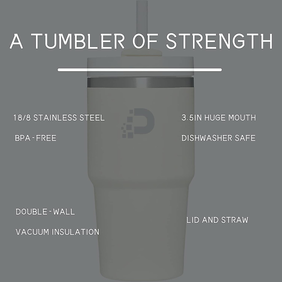 Acuewuja 20oz/590ml Tumbler With Lid And Straw Reusable Adventure Quencher H2.0 Vacuum 18/8 Stainless Steel Coffee Travel Mug Leak Resistant Insulated Beer Cup (Cream)