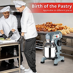 15Qt Commercial Food Mixer - Powerful 600W Motor, 3 Speeds, Stainless Steel Bowl & Attachments - Perfect for Bakeries, and Commercial Kitchens - Reliable Performance with Safety Guard