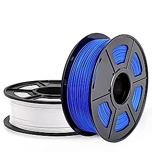 SUNLU PLA 3D Printer Filament, PLA Filament 1.75 mm Dimensional Accuracy +/- 0.02 mm, 1 KG Spool, PLA White+Blue