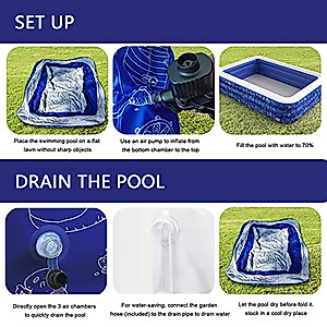 Inflatable Swimming Pool Full-Sized Pools Above Ground for Girls/Boys Garden Backyard Outdoor Swim Center Water Party Family Pool Royal Blue,100"x72"x22" Summer Water Party(No Pump)