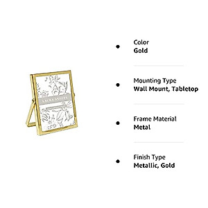 Laura Ashley 2x3 Gold Flat Metal Picture Frame (Vertical) with Pull-Out Easel Stand, Made for Tabletop, Counterspace, Shelf and Desk (2x3, Gold)