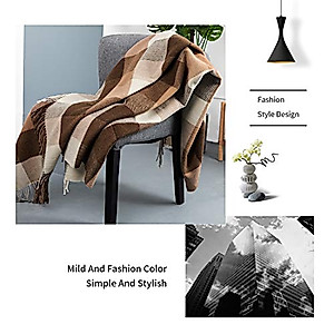 Farridoro Wool Fringe Throw Blanket 51inches with 67inches Decorative All Season Use Throw Blankets for Bed Sofa Couches Camping Chair Outdoor