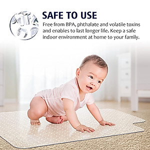 Office Chair Mat for Carpeted Floors with Lip, 48"X36" 2.2mm Thick, Transparent Desk Chair Mats with Studs for Low and Medium Pile Carpets, Easy Glide, Flat Without Curling