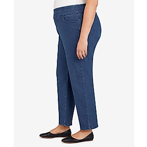 Alfred Dunner Womens Plus-Size Super Stretch Mid-Rise Average Length Pant, Medium Denim, 18W
