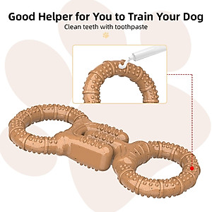 SUSSEXHOME Molar Teeth Indestructible Dog Chew Toy - Long Lasting Dog Chew Toys for Aggressive Chewers - Natural Rubber & Food-Grade Nylon - Deep Cleaning Teething Toy for Big Pets - Brown