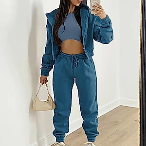 matching sets women sexy pajama set for women sweatsuit workout set denim vest with hood plus size clothes for women trendy fall christmas tops shorts jumpsuits crewneck pullover tops and long pants