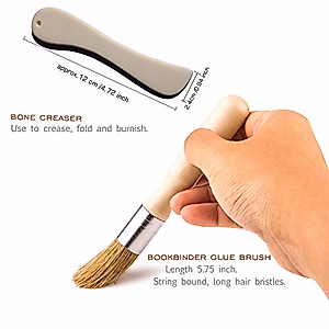 Bookbinding Kits, VENCINK Bookbinding Supplies Hand Book Binding Starter Tools Kit with Genuine Bone Folder Creaser, Paper Awl, Large-eye Needles, Waxed Thread, Binding Ribbon, Glue Brush, Steel Ruler