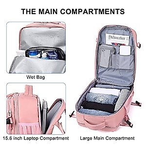 Large Travel Backpack Women, Carry On Backpack,Hiking Backpack Waterproof Outdoor Sports Rucksack Casual Daypack School Bag Fit 14 Inch Laptop with USB Charging Port Shoes Compartment