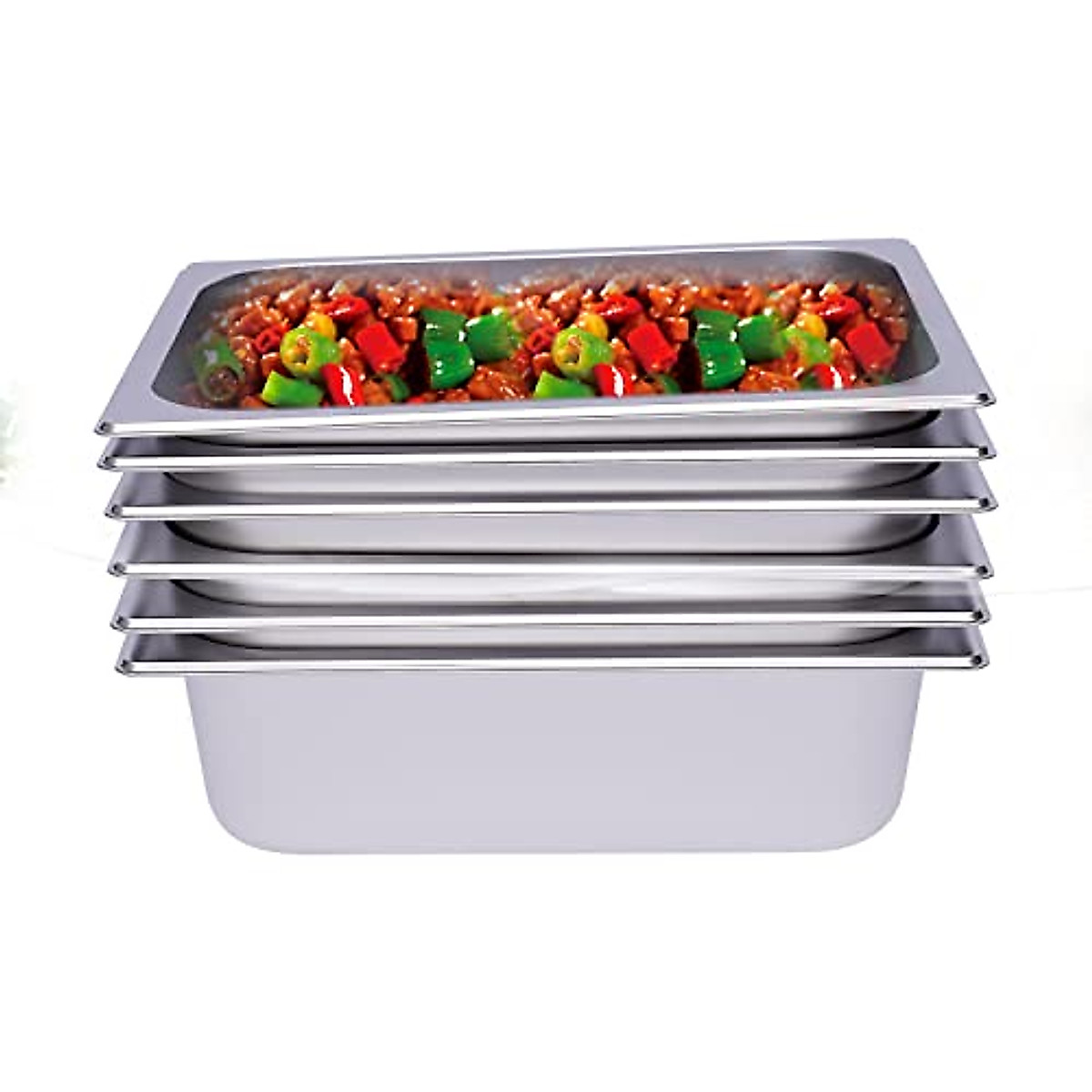 6 Pack 4" Deep 1/2 Size Stainless Steel Steam Table Pans Hotel Food Prep Pan NEW