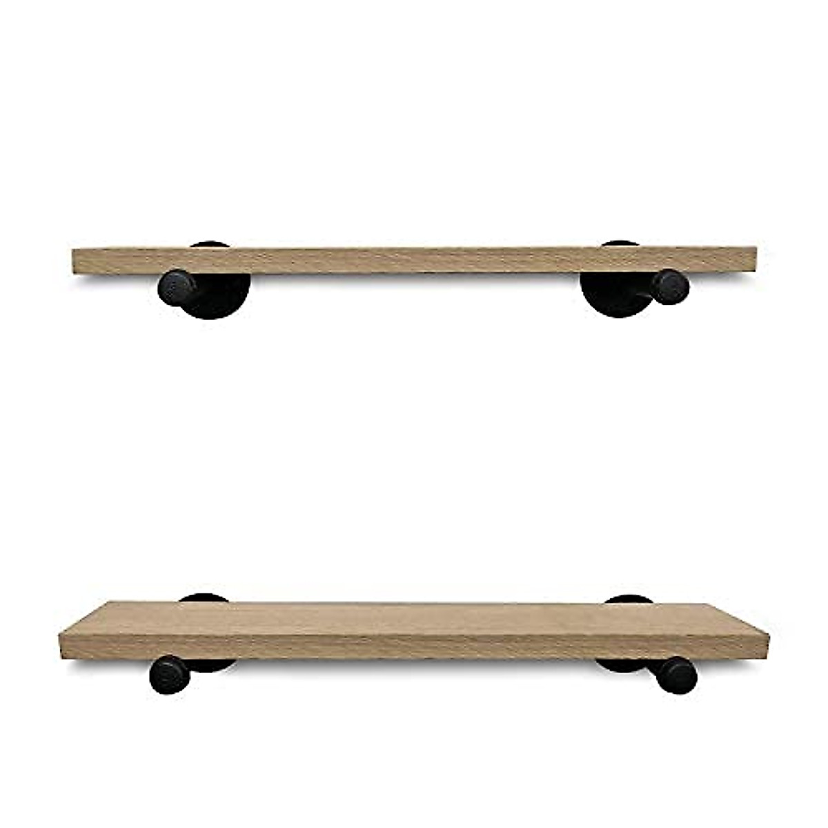 Rustic Farmhouse Reclaimed Wood Shelves | Barnwood Shelves | Set of 2 | 24 Inches (Genuine Salvaged/Reclaimed) | with Black Industrial Pipe Brackets | Made in USA (Ohio) | 24" x 1" x 6"