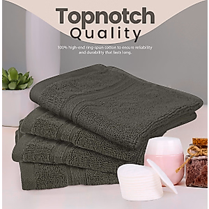 Towel and Linen Mart 100% Cotton - Wash Cloth Set - Pack of 4, Quick Dry, Luxurious, Highly Absorbent and Soft Feel Premium Spa & Hotel Perfect for Daily Use (12 X 12 Grey)