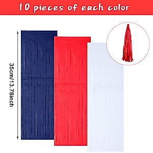 Outus 30 Pcs Red Blue White Banner Party Decorations Paper Tissue Tassel Garland DIY Hanging America Decor for School Supplies Wedding Birthday Bridal Baby Shower Anniversary Independent Day