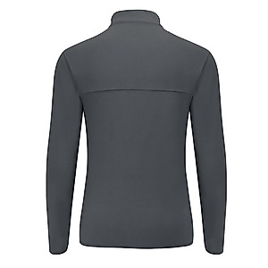Willit Men's Fleece Golf Pullover Sweaters Quarter-Zip Hiking 1/4 Zip Thermal Jacket Lightweight Gray M