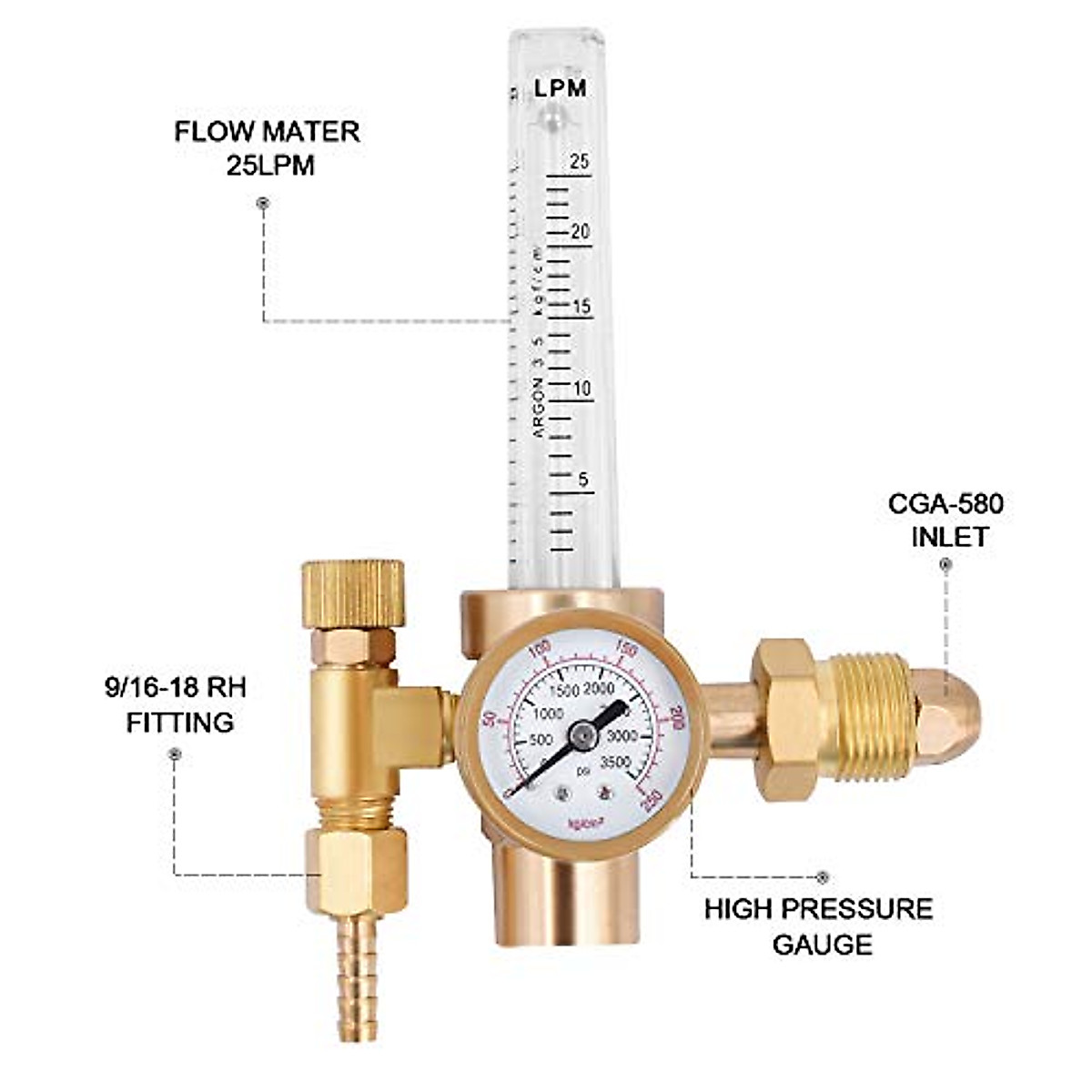 HZXVOGEN Flowmeter Argon Co2 Gas Regulator Tig Mig Welding Pressure Reducer Flow Gauge