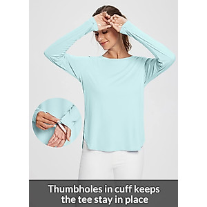 BALEAF Women's Sun Shirts UPF 50+ Long Sleeve Hiking Tops Lightweight Quick Dry UV Protection Outdoor Clothing Light Green XL