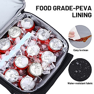 MIER Mens Insulated Lunch Box, Dual Compartment Large Lunch Bag Coolers with Shoulder Strap for Men Women Adult to Office Work, Picnic, Travel, Outdoors, Black