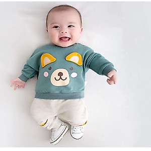 Little Bitty Toddler Baby Boys Clothes Long Sleeve Clothing Set Cute Cartoon Tops+Pants 2 Piece Outfits,Bear 12-18month/80cm