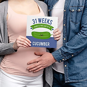 Canopy Street Maternity Weekly Milestone Photo Props / 18 Card Set Of 36 Baby Growth Designs / 9" x 9" Modern Pregnancy Keepsake/Adorable Photography As You Grow Signs