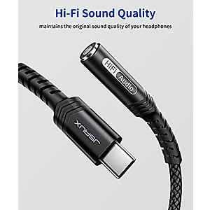 JSAUX 2-Pack USB C to 3.5mm Audio Headphone Adapter, Type C to Aux Jack Adapter Right Angle Dongle with DAC Chip Compatible with Samsung S22 S21 S20 Plus Ultra, Pixel, OnePlus, iPad Pro etc -Black